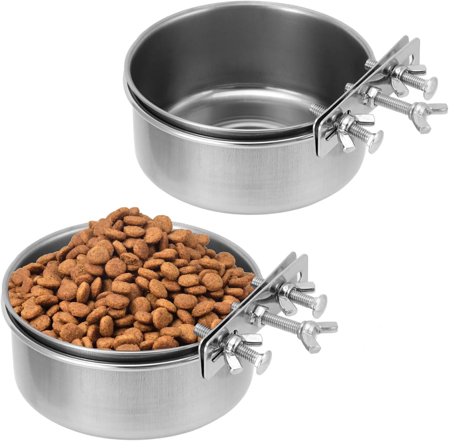 Pet Supplies : QWORK Kennel Water Bowl, 2 Pcs, Stainless Steel, Rust ...