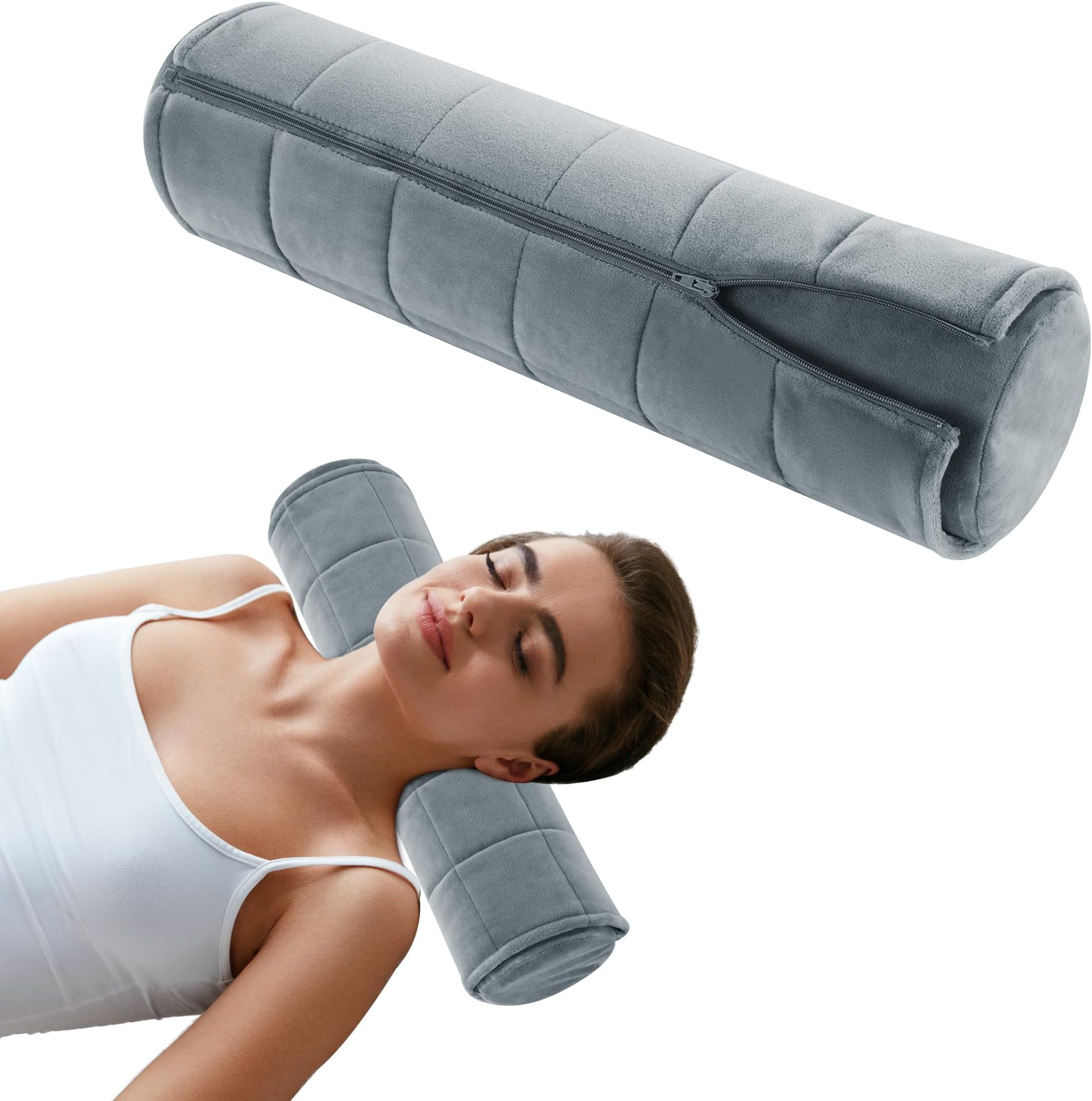 Amazon.com: MABOZOO Neck Roll Pillow with Soft Cushion, Memory Foam ...