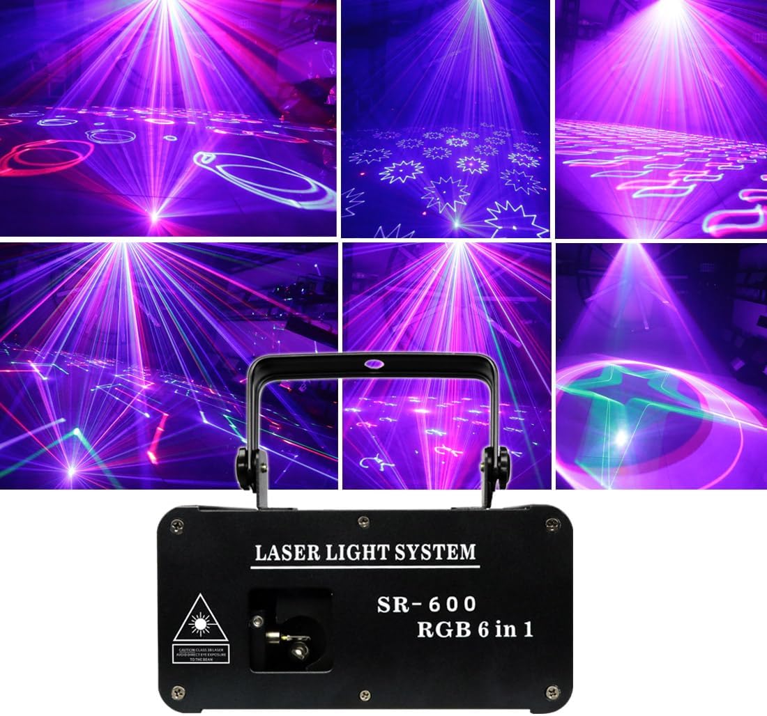 Amazon.com: WALMIO Party Lights DJ Disco Light,6 in 1 3D Animation RGB ...