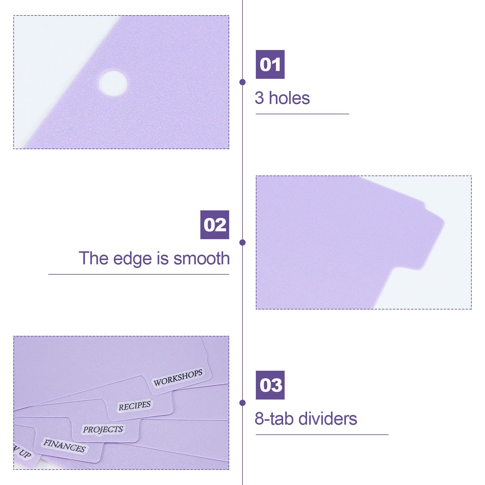 Snapklik.com : Pink 8-Tab Durable Plastic Dividers For 3 Ring Binder, 8 ...