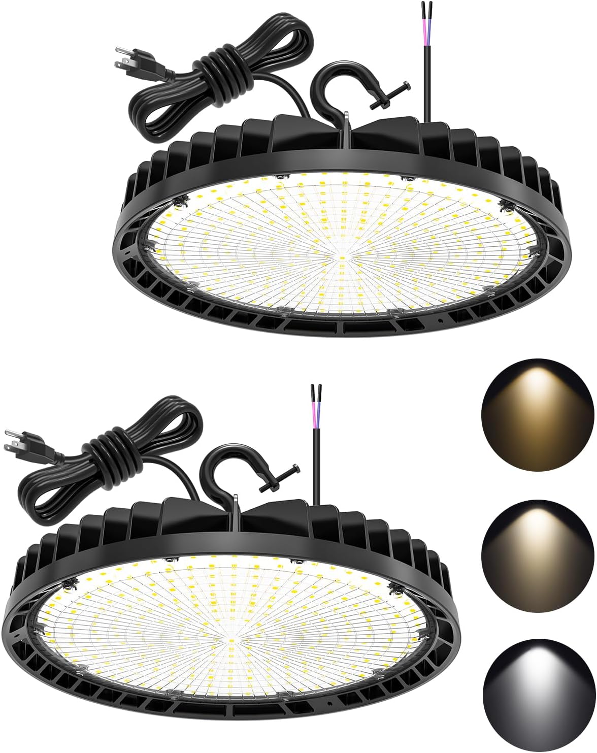 2 Pack LED High Bay Light 240W 190W 140W Adjustable, 3000K 4000K 5000K ...