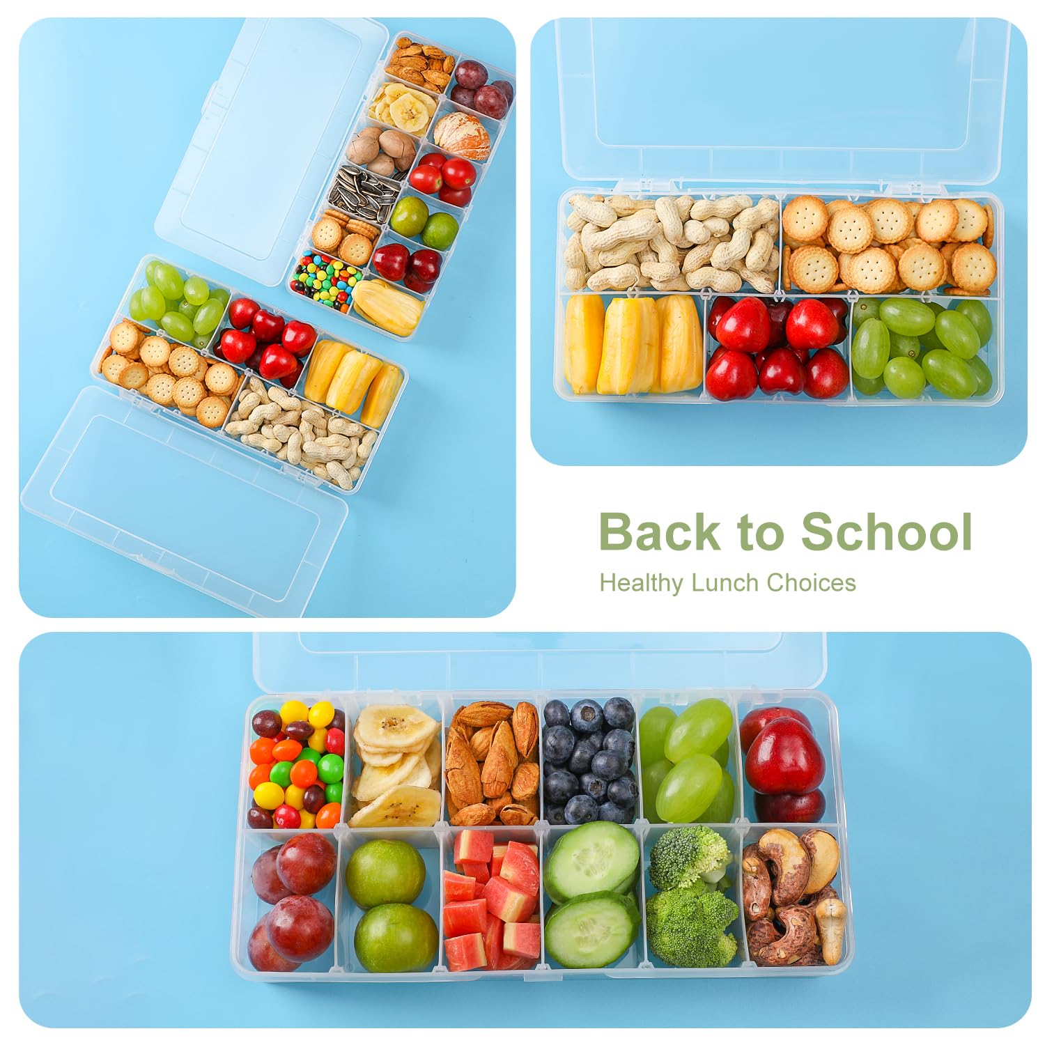 Snapklik.com : Snack Box Container, 12 Compartments Reusable Divided ...