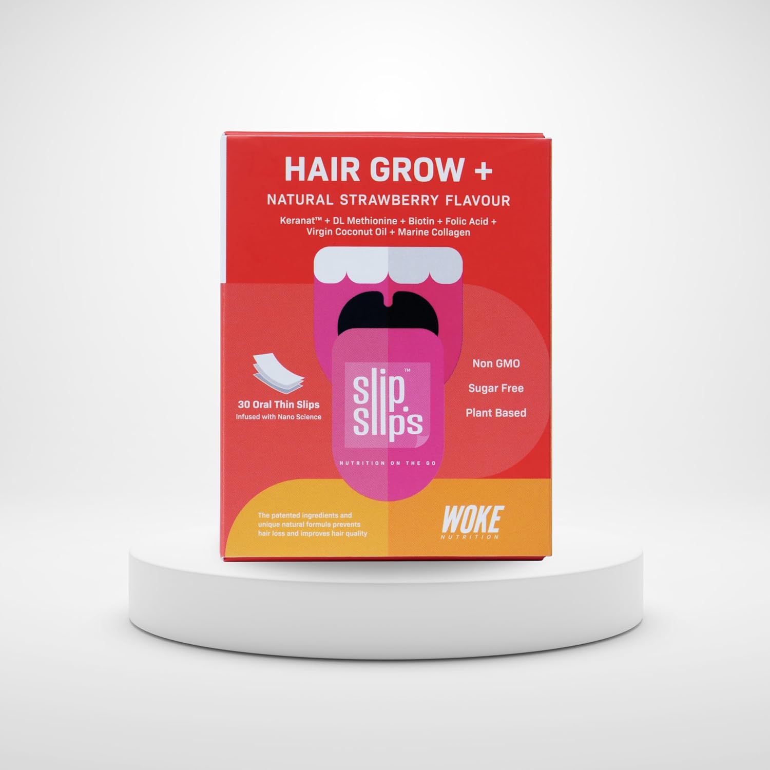 Woke Nutrition Hair Grow+ 30 Oral Melting Strips With Biotin, Marine ...