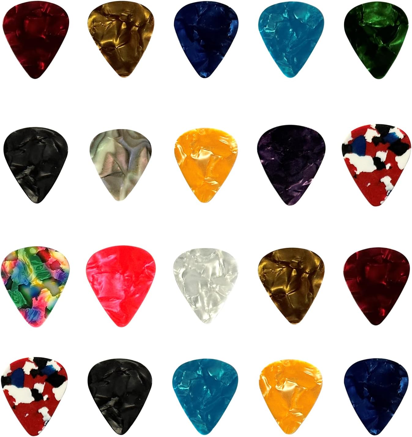 Guitar Picks 20 Pcs Plectrums Celluloid Pick for Acoustic, Electric ...