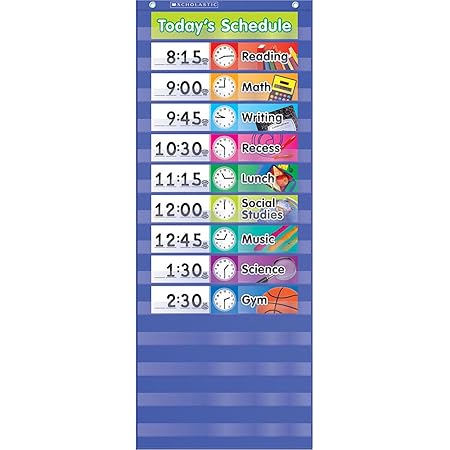 Amazon.com: Daily Schedule Pocket Chart， Black Class Schedule with 26 ...