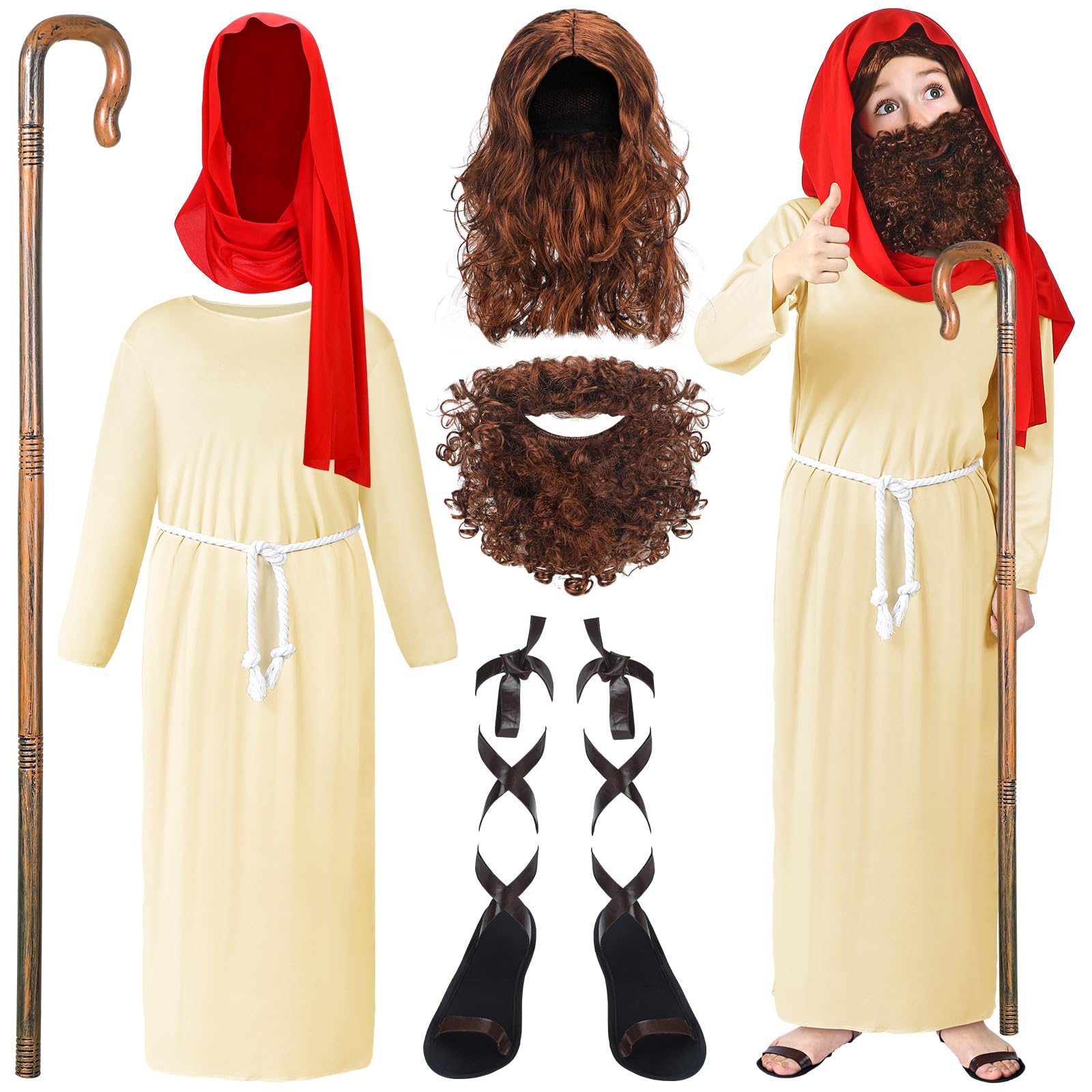 Amazon.com: Patelai 8 Pcs Child Jesus Costume Biblical for Boys Saint ...