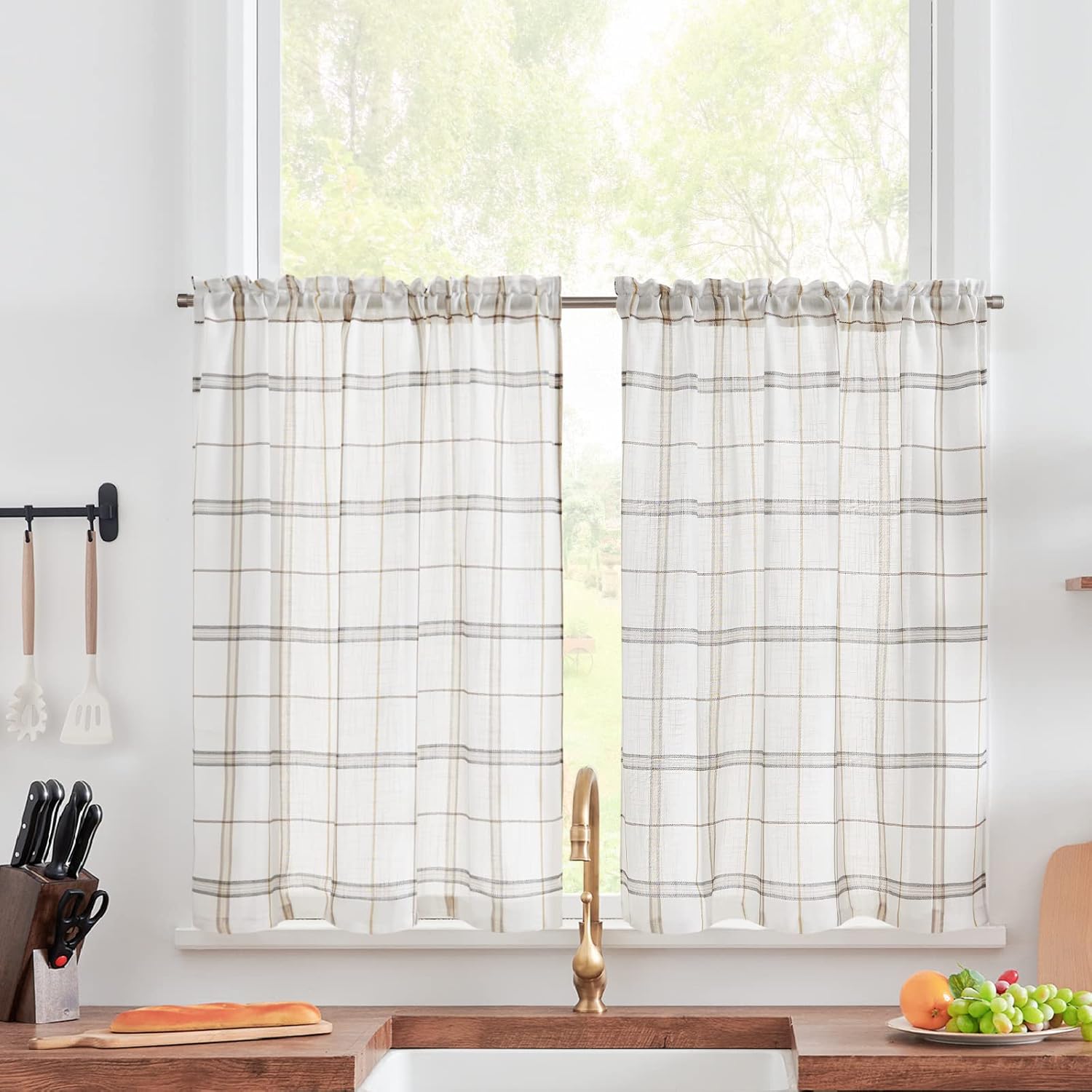 Amazon.com: Jinchan//Tier Curtains for Kitchen Sheer Curtains Classic ...