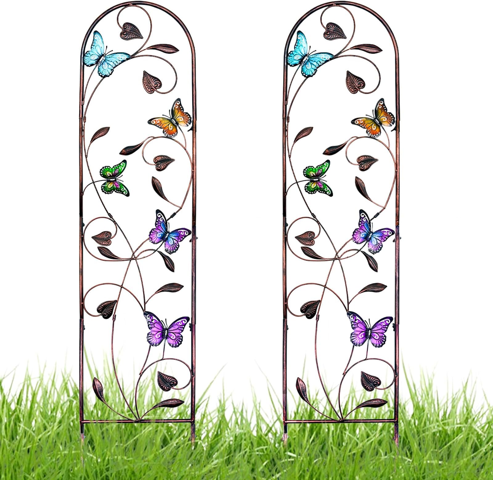 Amazon.com : 2-Pack Metal-Garden-Trellis Arched-Fence-Trellis Plant ...