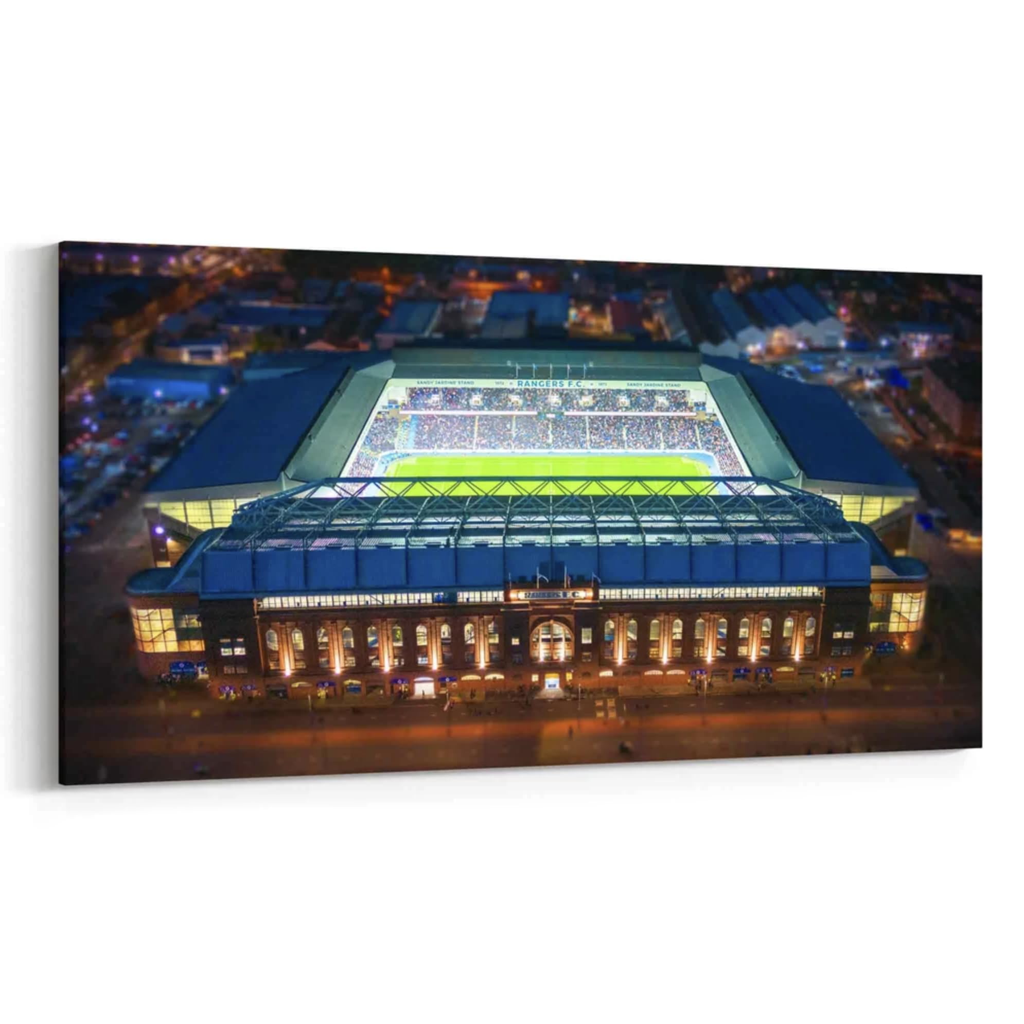 Ibrox Stadium at Night | Aerial Photo Canvas Print | Football Match ...