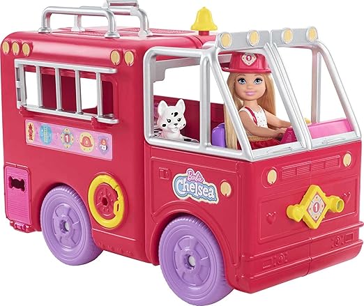 Amazon.com: Barbie Chelsea Can Be Doll & Toy Fire Truck Playset with ...