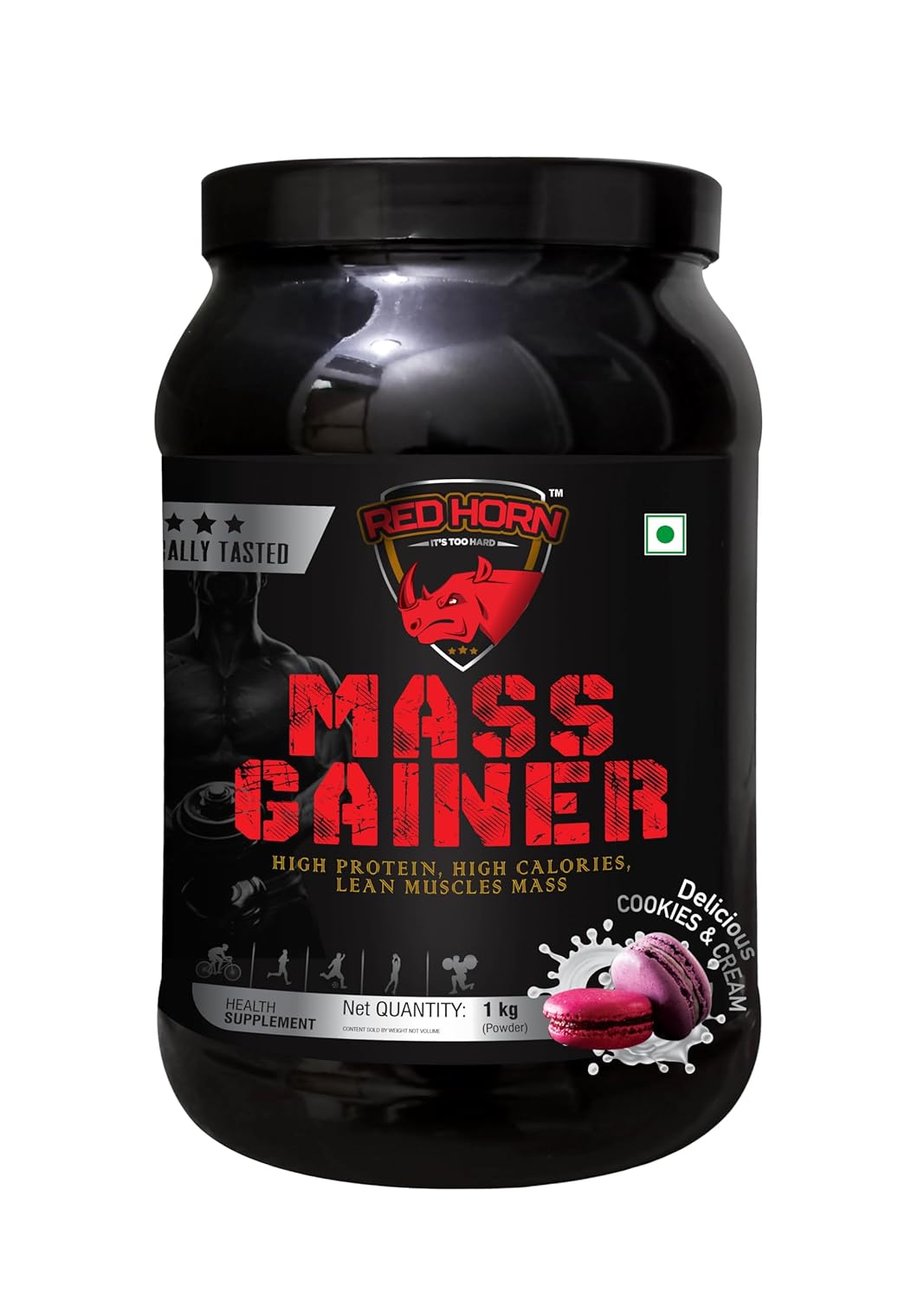 Red Horn Mass Gainer For Muscle Mass Gain (1kg, Cookies & Cream) | 25g ...