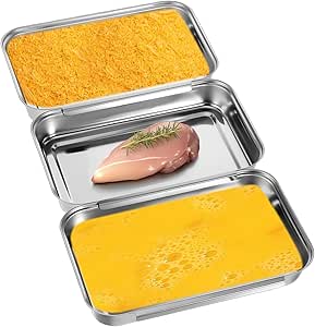 Amazon.com: Qulkws Set of 3 Breading Pans Large Breading Trays ...