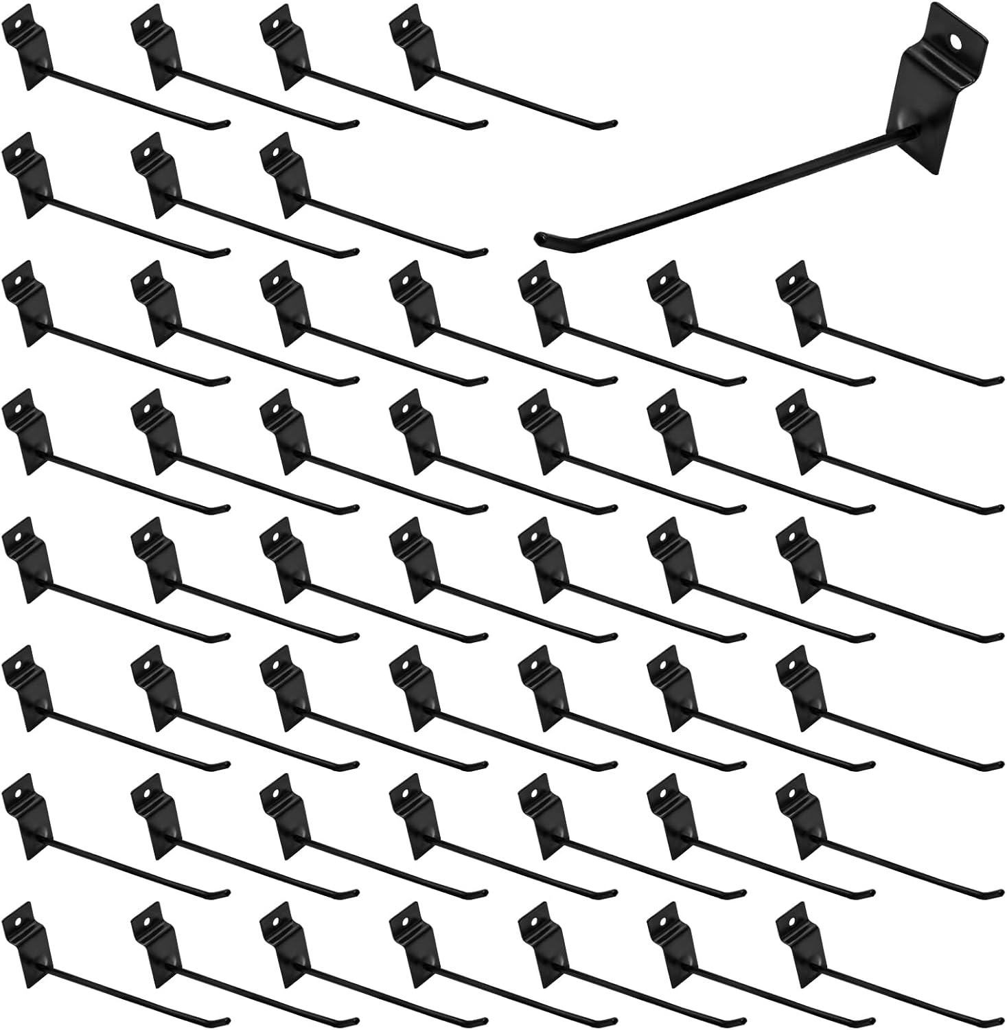 Waltool 50Pcs 8 Inches Black Slatwall Panel Hooks Bulk Set, Metal Slat ...
