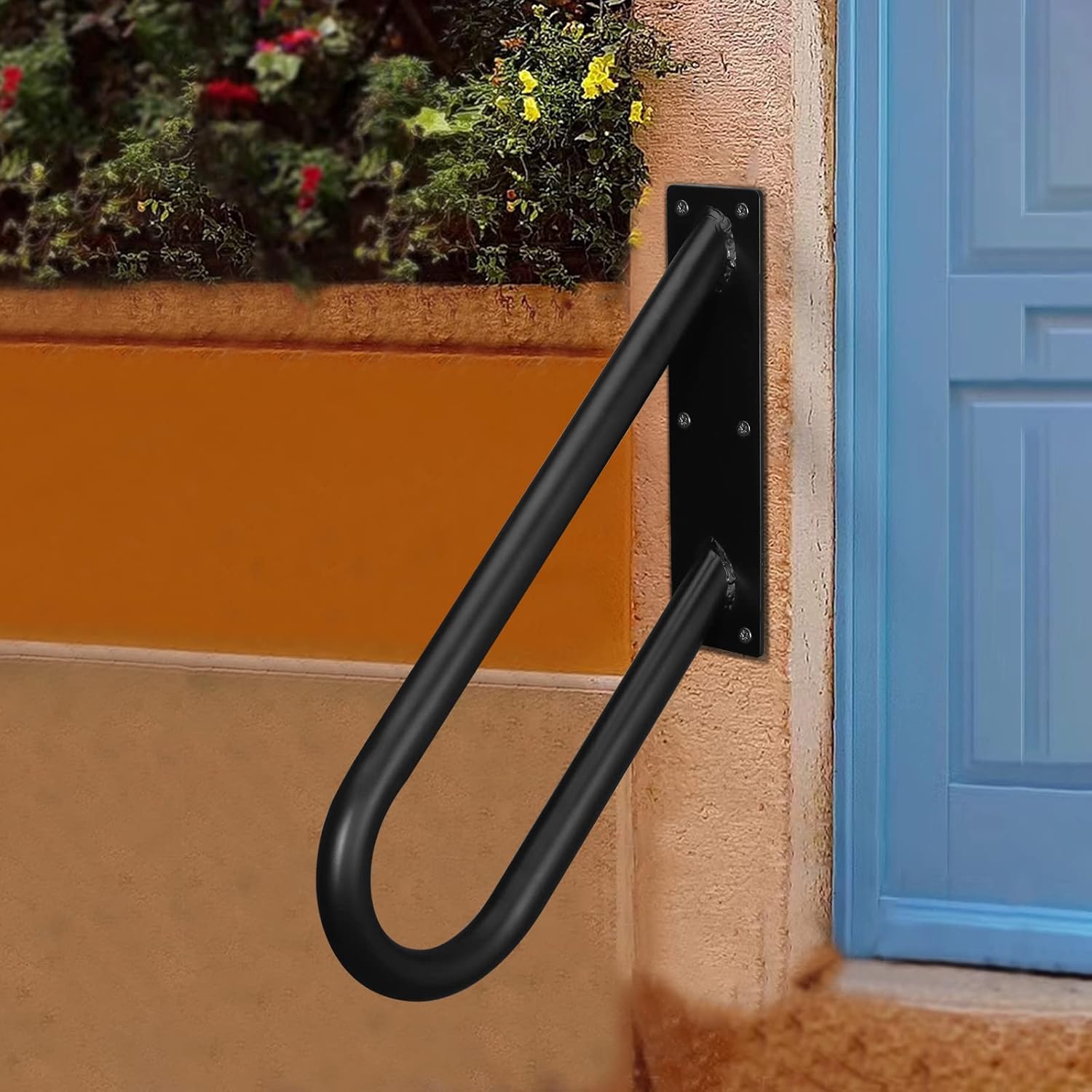 Handrails for Outdoor Steps Wall Mount, Garage Railing with Matte Black ...