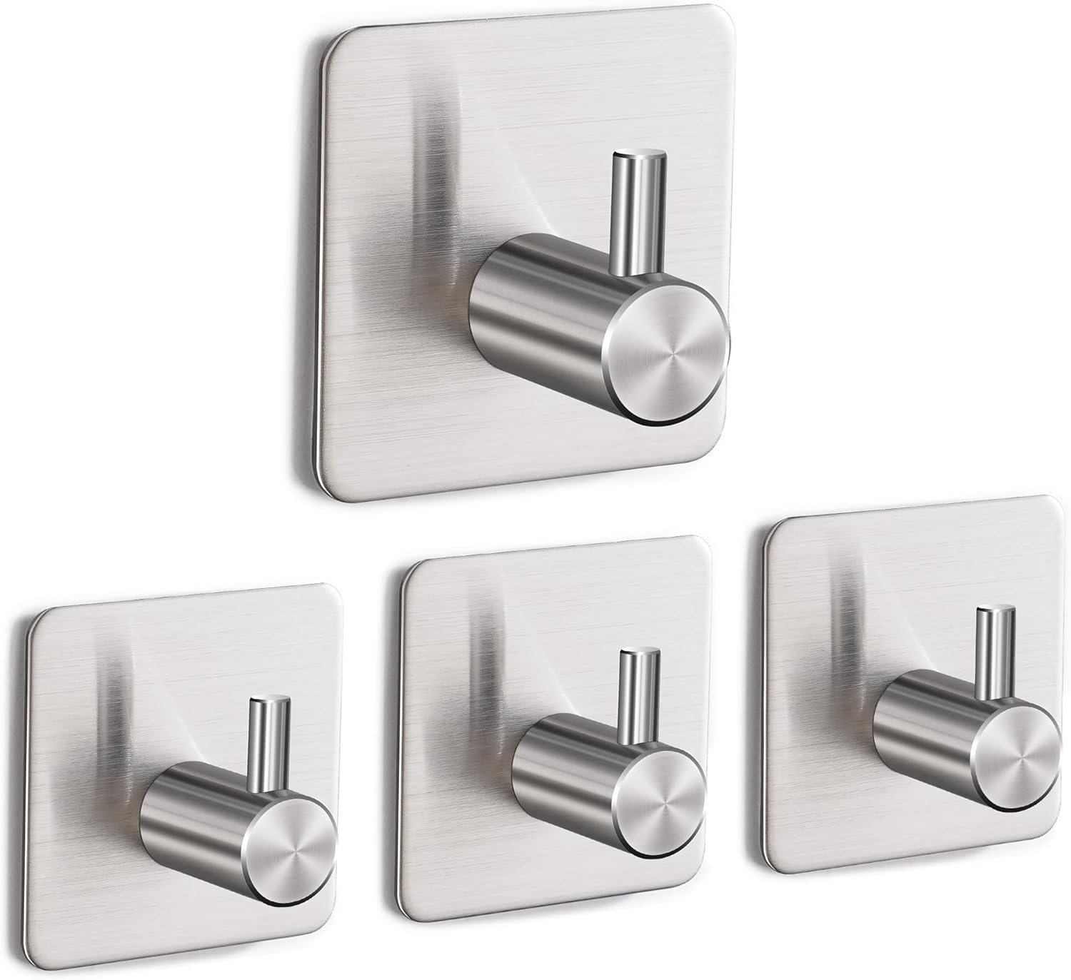 Eowihor 4 Pack Adhesive Stainless Steel Wall Hooks - Heavy Duty ...
