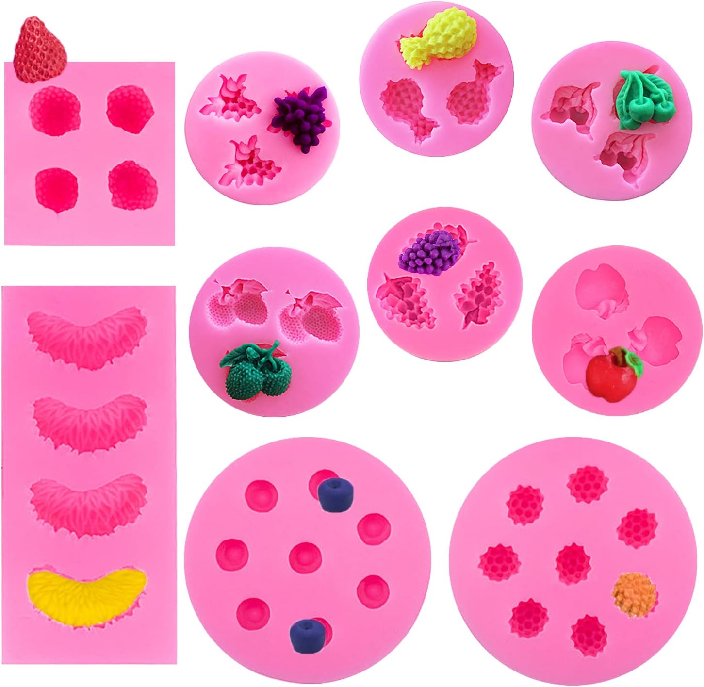 Kurtzy Fruit Shaped Silicone Moulds (5 Pack) - 3D Pineapple, Orange ...