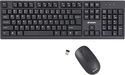 Amazon Basics Full-Sized Wireless Keyboard & Mouse Combo, 2.4 GHz USB ...