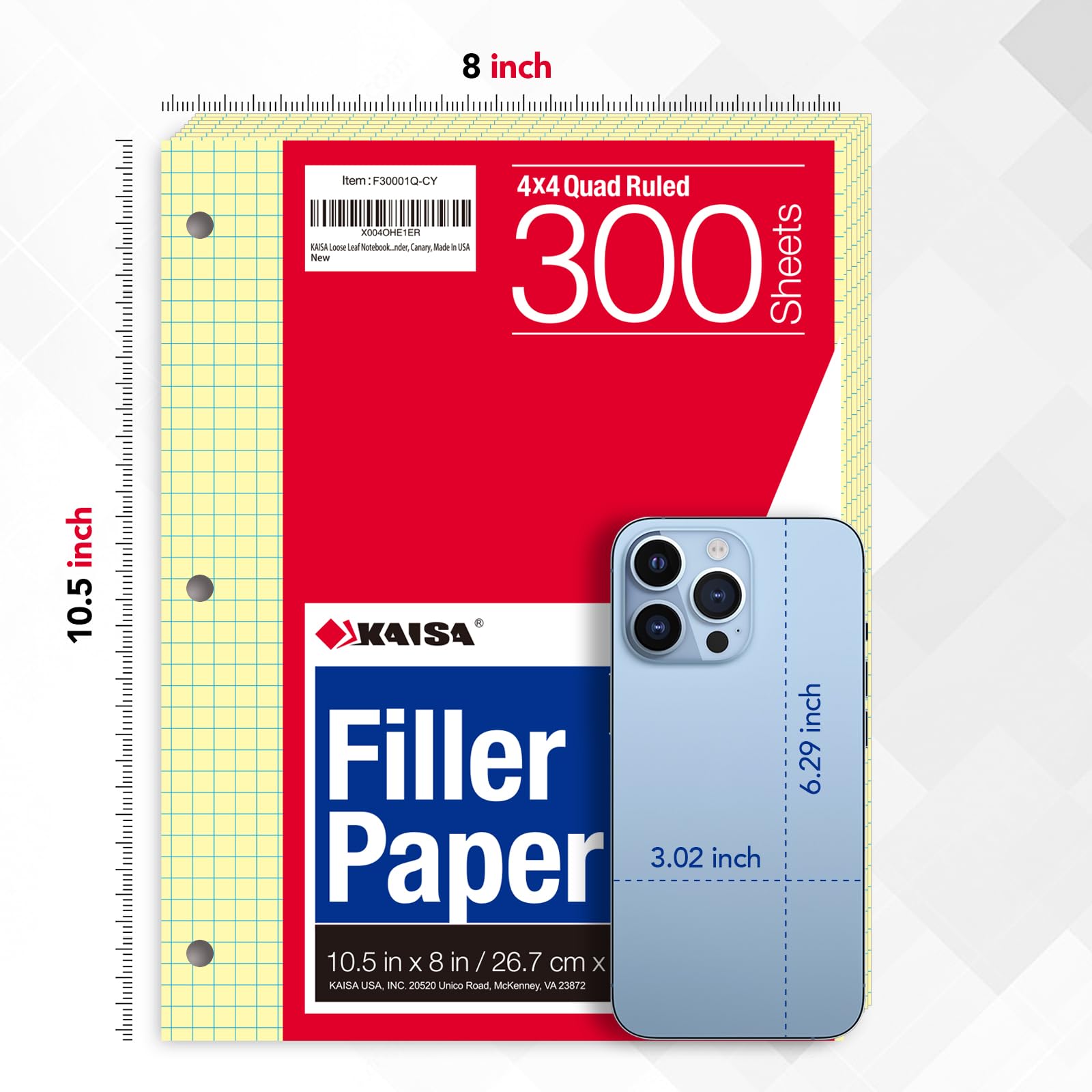 Snapklik.com : Loose Leaf Notebook Paper, 4x4 Quad Graph Ruled, 300 ...