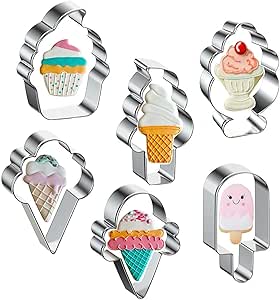 Amazon.com: QinhBting 6PCS Summer Ice Cream Cookie Cutter Set,Stainless ...