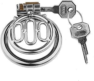 Amazon.com: Kutocesy Chastity Lock Male Stainless Steel,Three Circles Flat Chasity Cage Penis ...