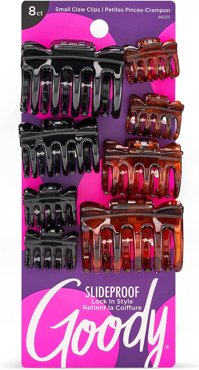 Amazon.com : Goody SlideProof Classics Claw Clips, 8 Ct, Assorted Sizes ...