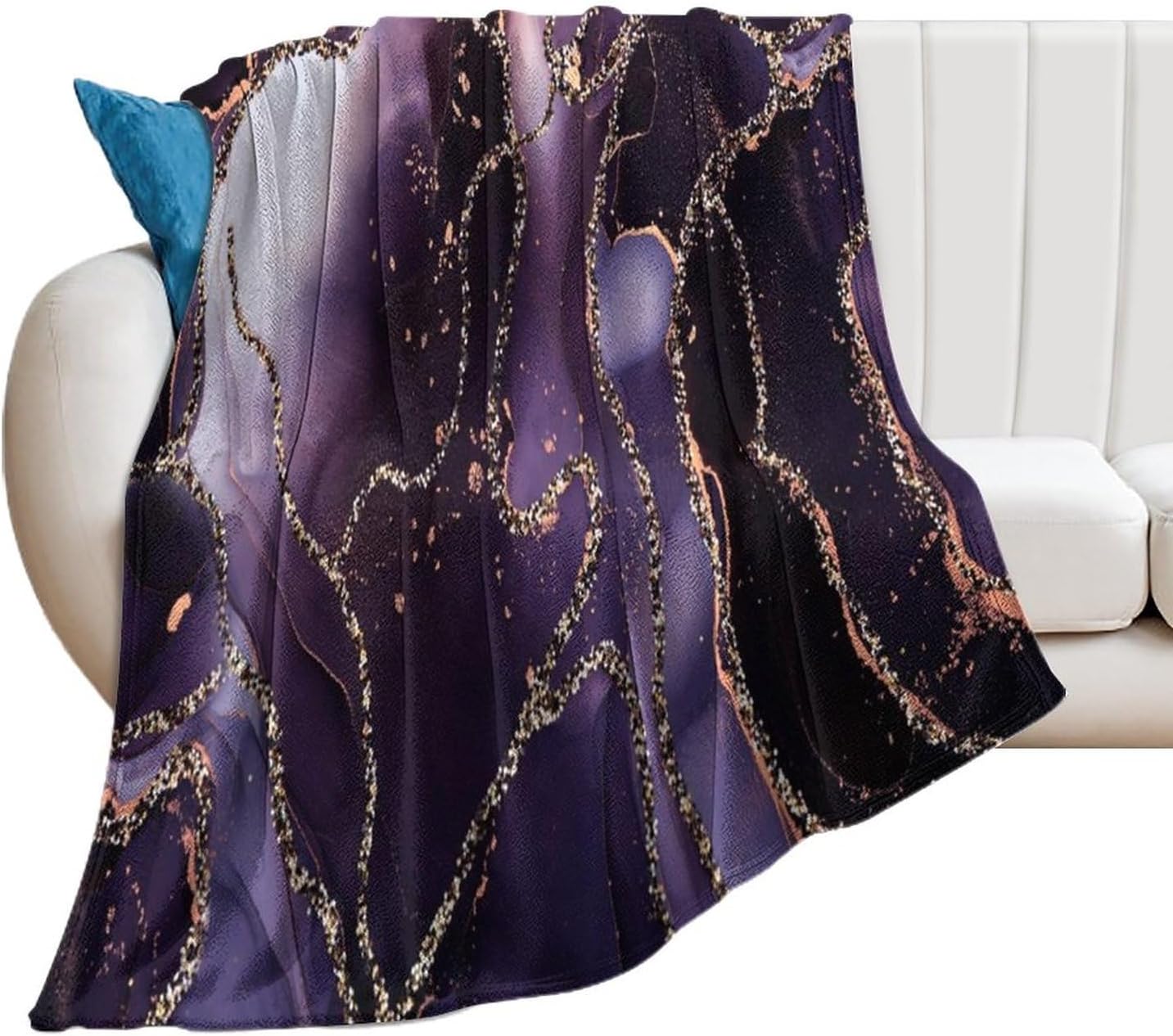 Amazon.com: Purple and Black Marble Throw Blanket Purple and Black ...