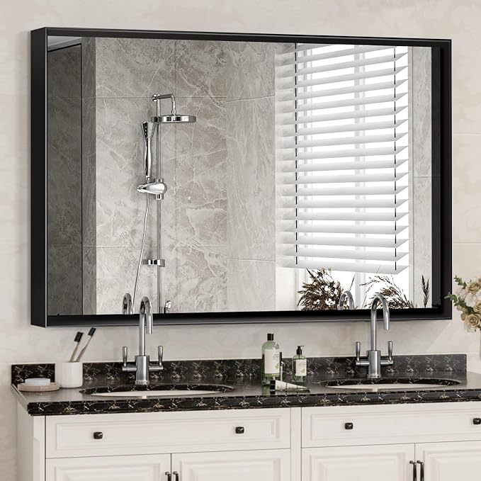 Amazon.com: Olela Black Bathroom Mirror, Wall Mounted Farmhouse ...