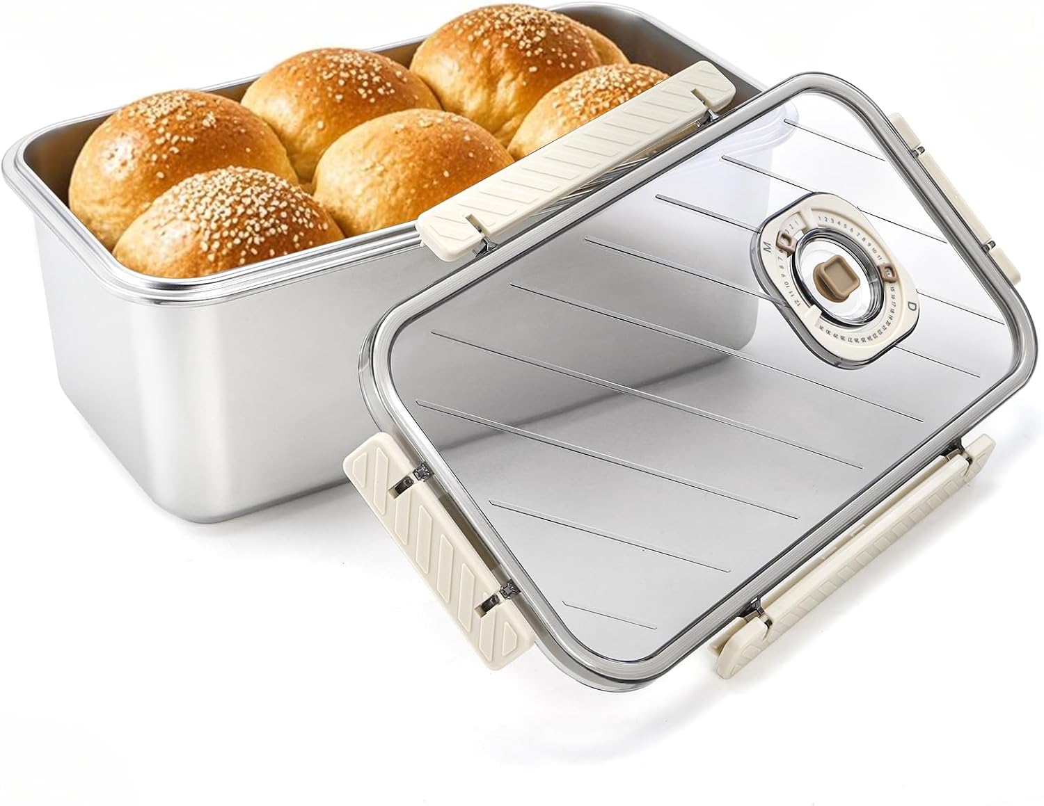 Amazon.com: ZEAYEA Bread Box for Kitchen Counter, Time Recording Bread ...