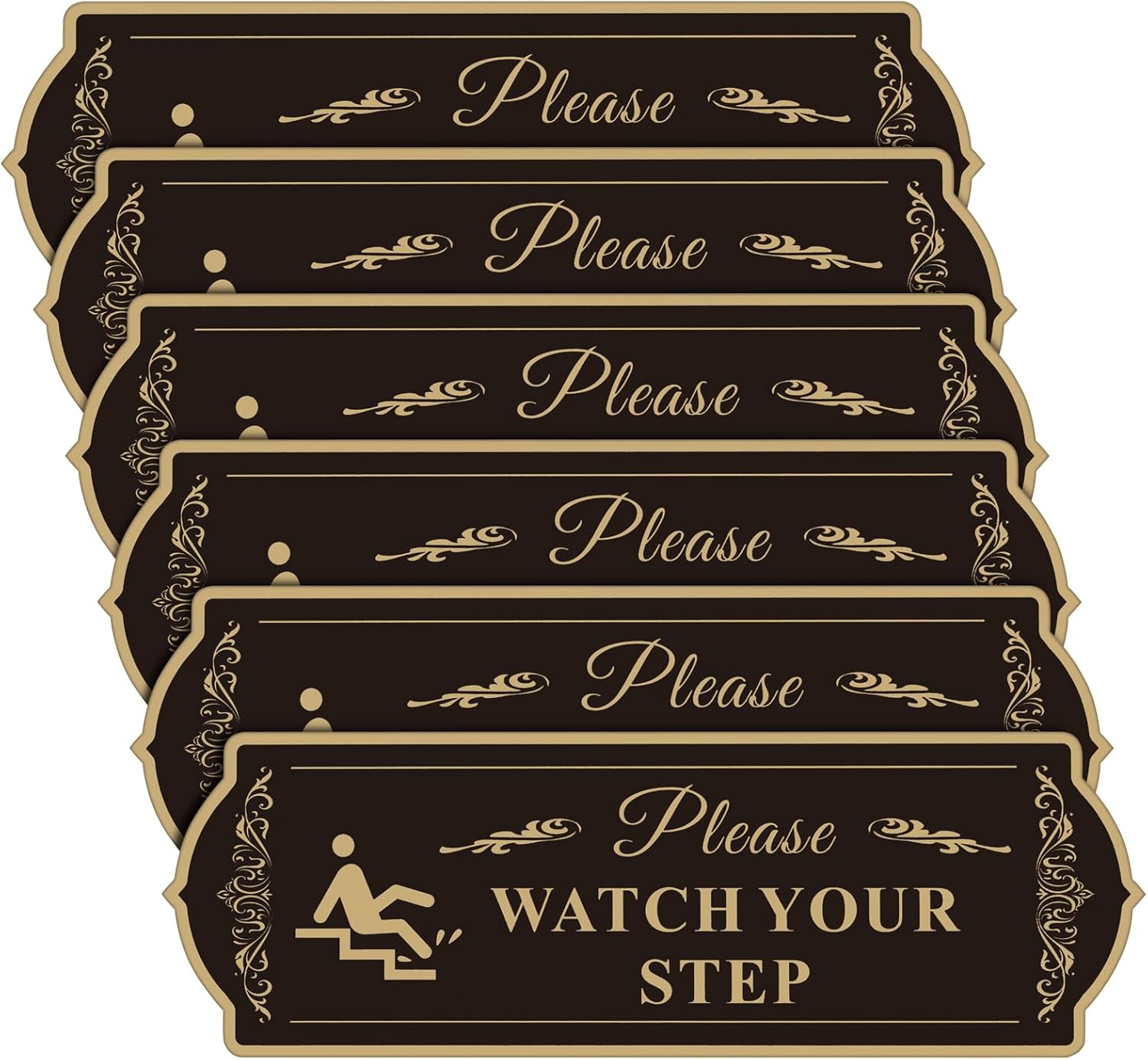 Amazon.com: Beeveer 6 Pcs 9 x 3 Inch Please Watch Your Step Sign ...
