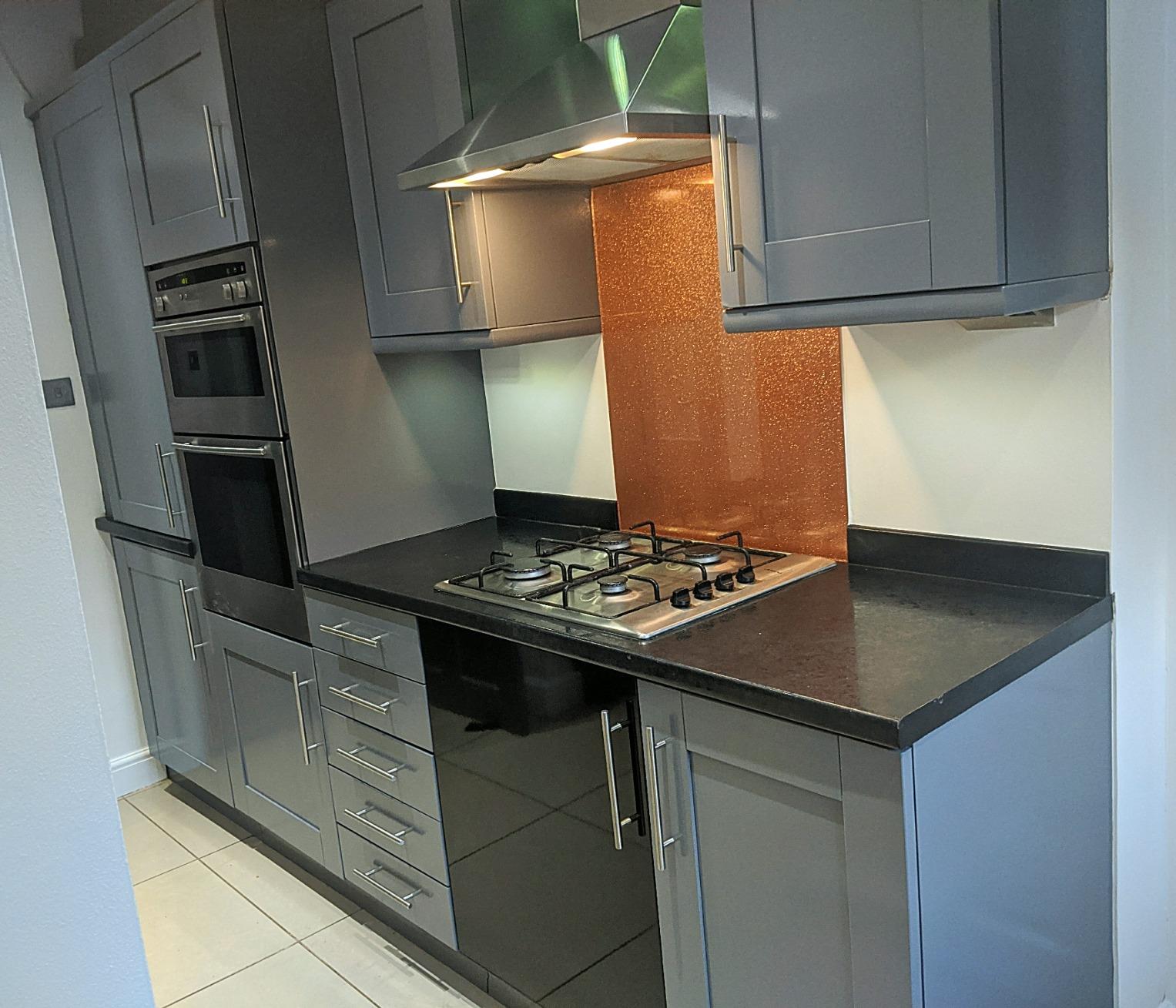 Toughened Glass Cooker Splashback in Copper Glitter (700 x 800mm ...