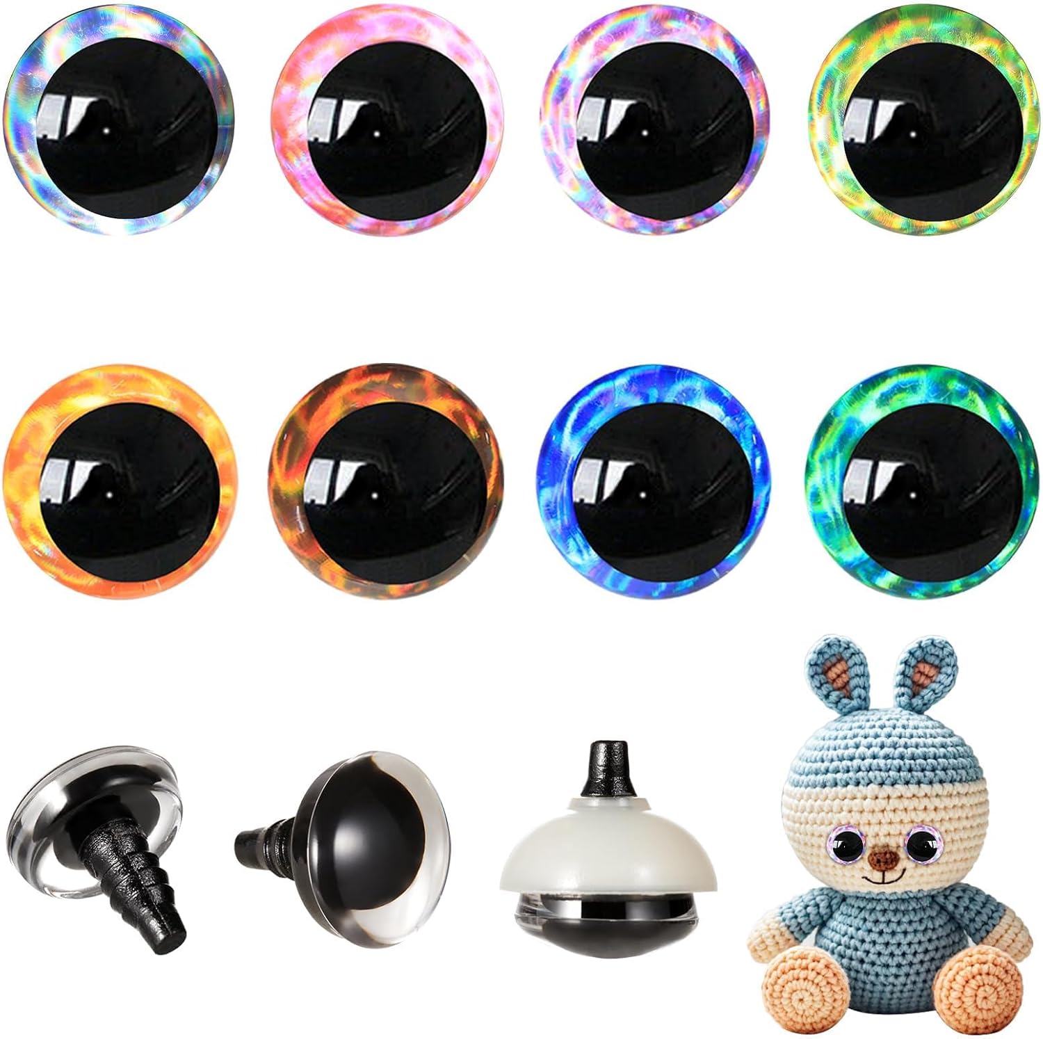 Amazon.com: MUCUNNIA 72pcs 18mm 3D Moon Glitter Safety Eyes for ...