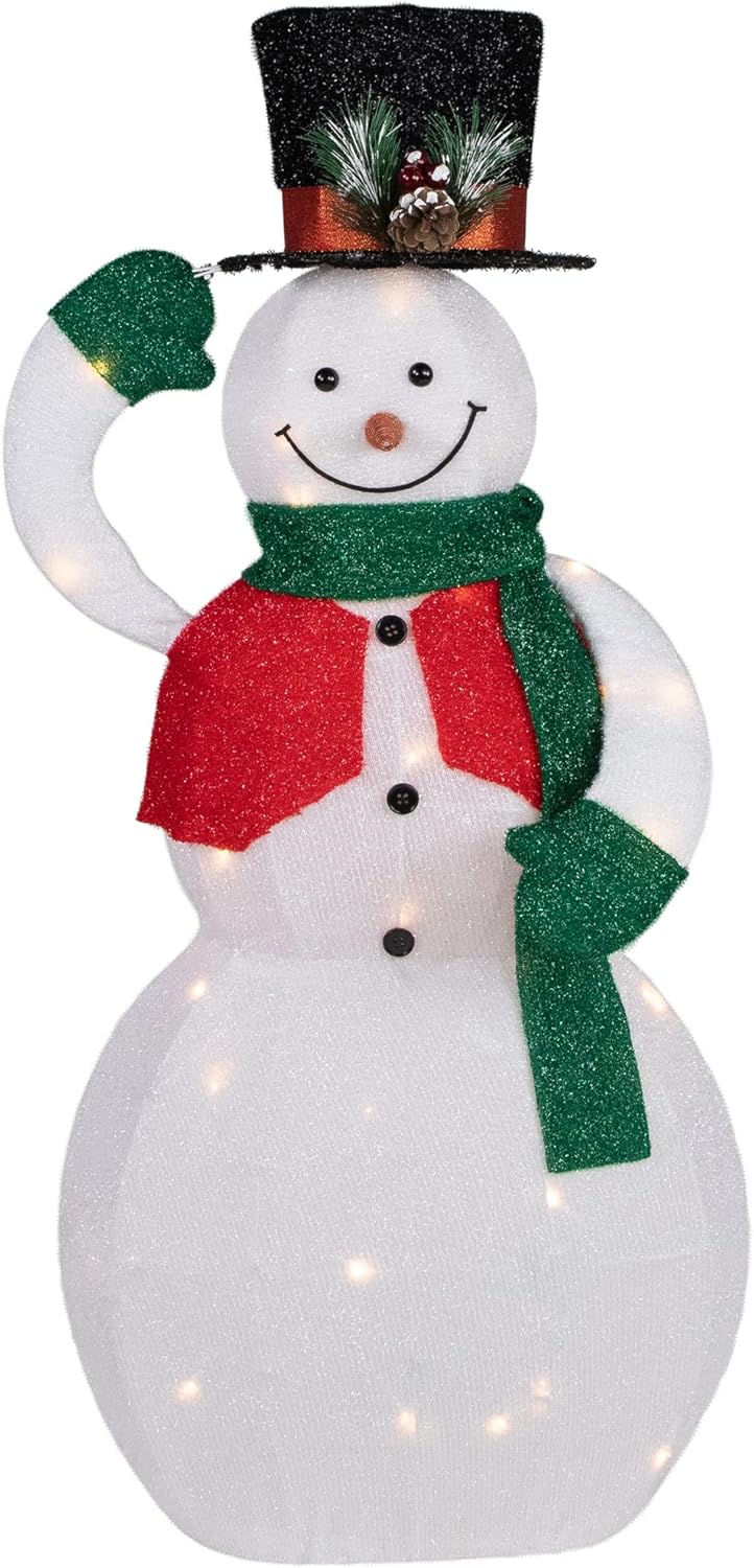 Amazon.com: LED Lighted and Animated Tipping Hat Snowman Outdoor ...