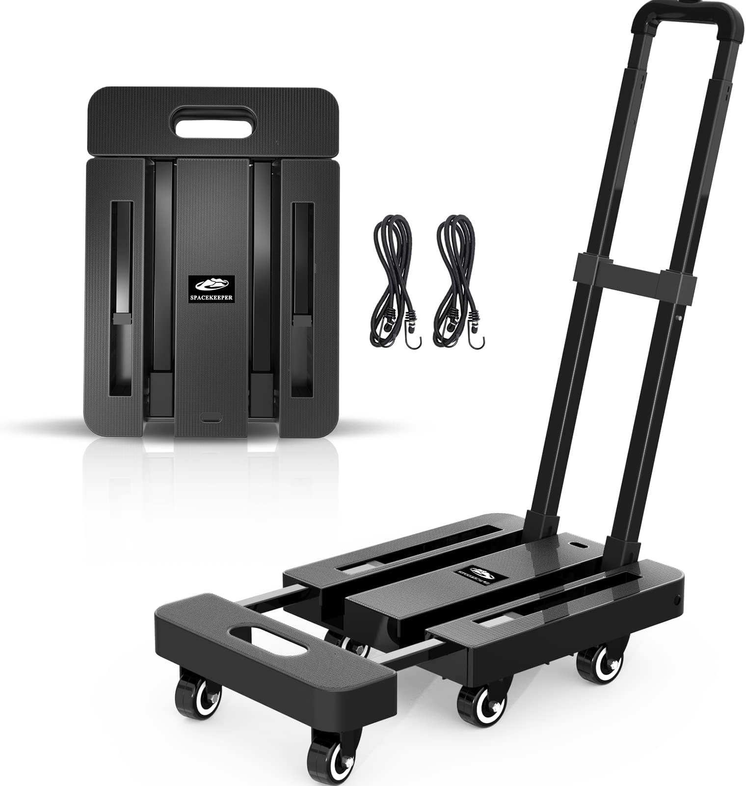 Folding Hand Truck & Dolly Foldable Hand Cart Trolley with 2 Free ...