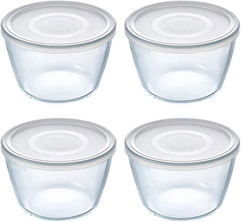 Pyrex Microwave Safe Classic Round Glass Dish with Plastic Lid 0.6 ...