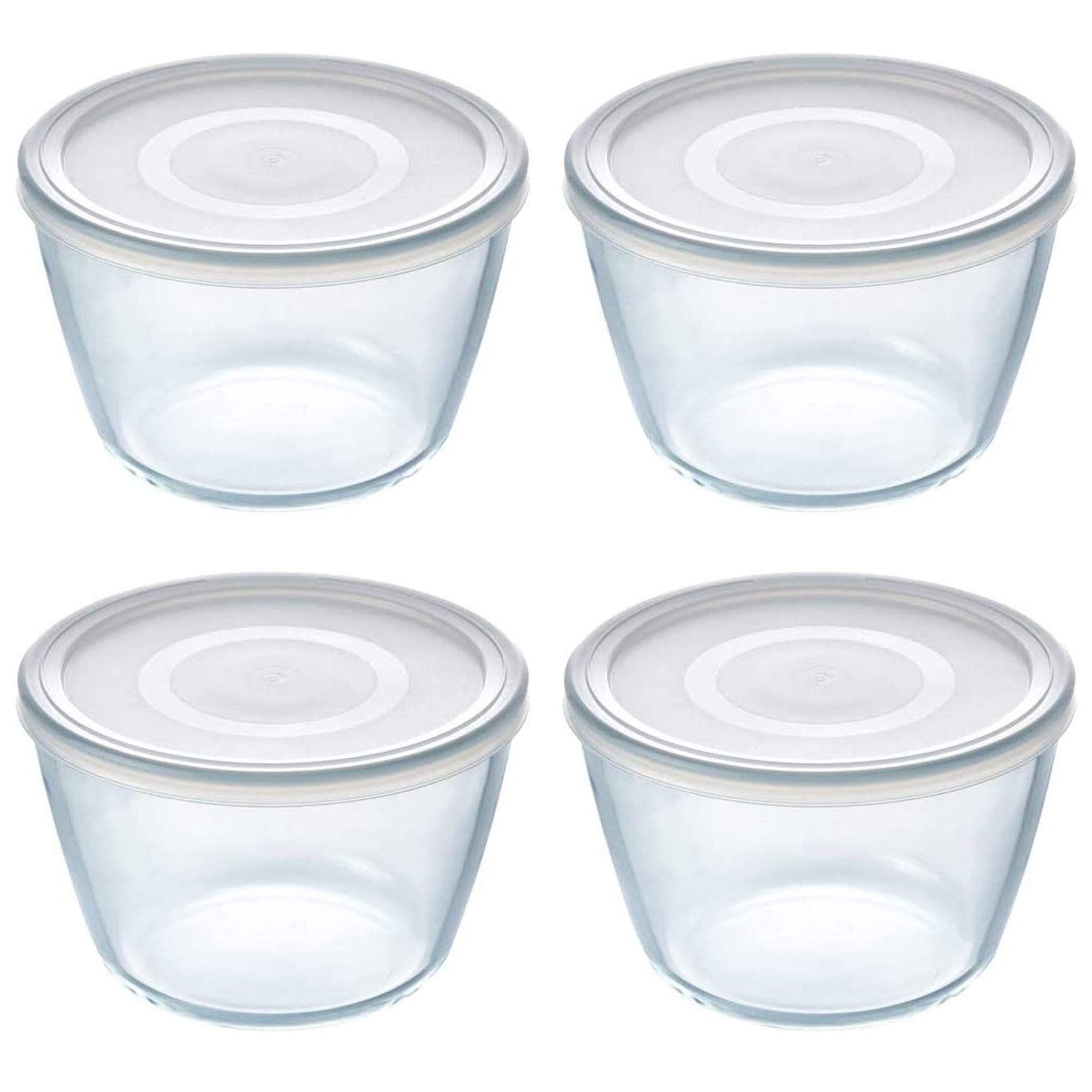 Pyrex Microwave Safe Classic Round Glass Dish with Plastic Lid 0.6 ...