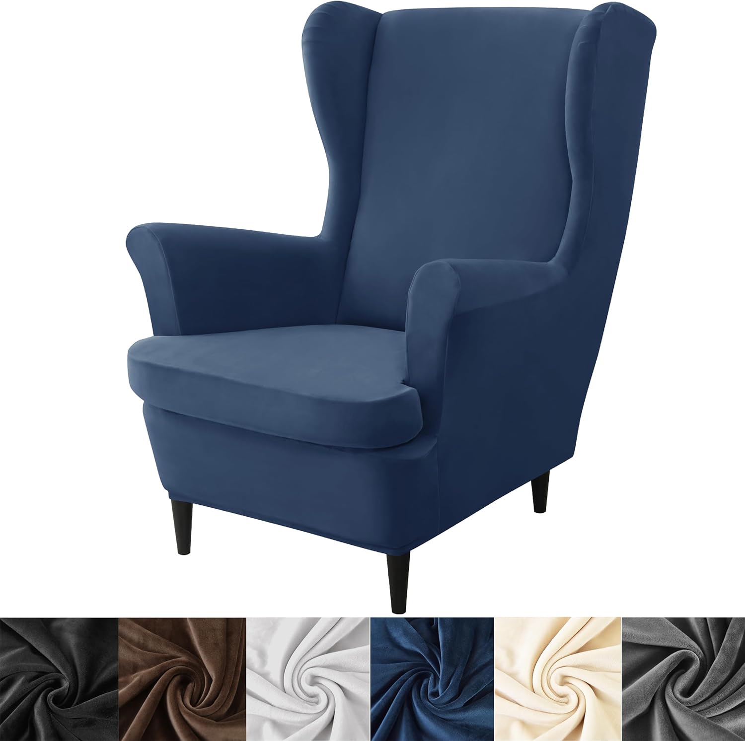 Amazon.com: HFCNMY Wingback Chair Covers, 2 Piece Stretch Velvet ...