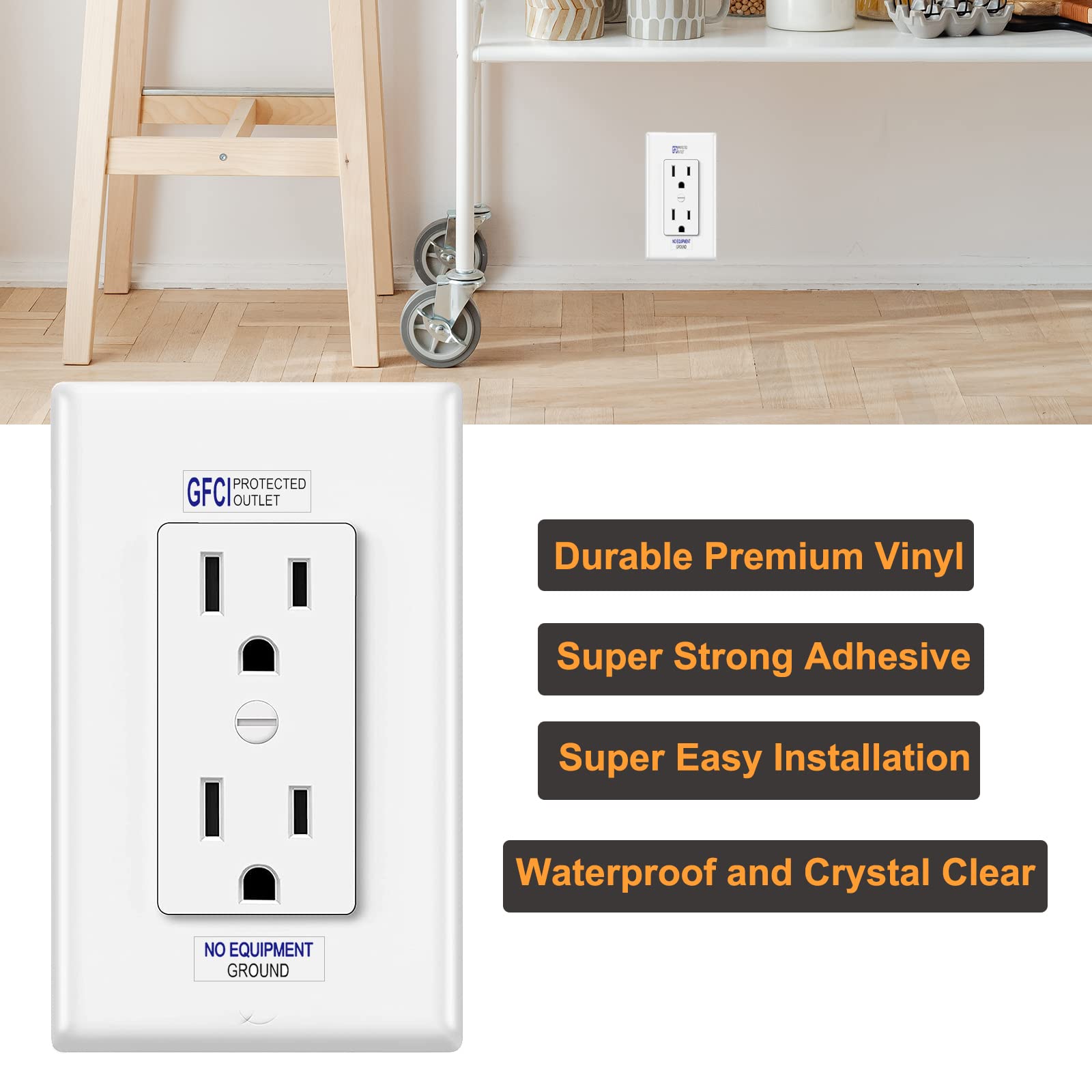 Electrical Outlet Decals 240-Pack GFCI AFCI Protected Outlet Stickers ...