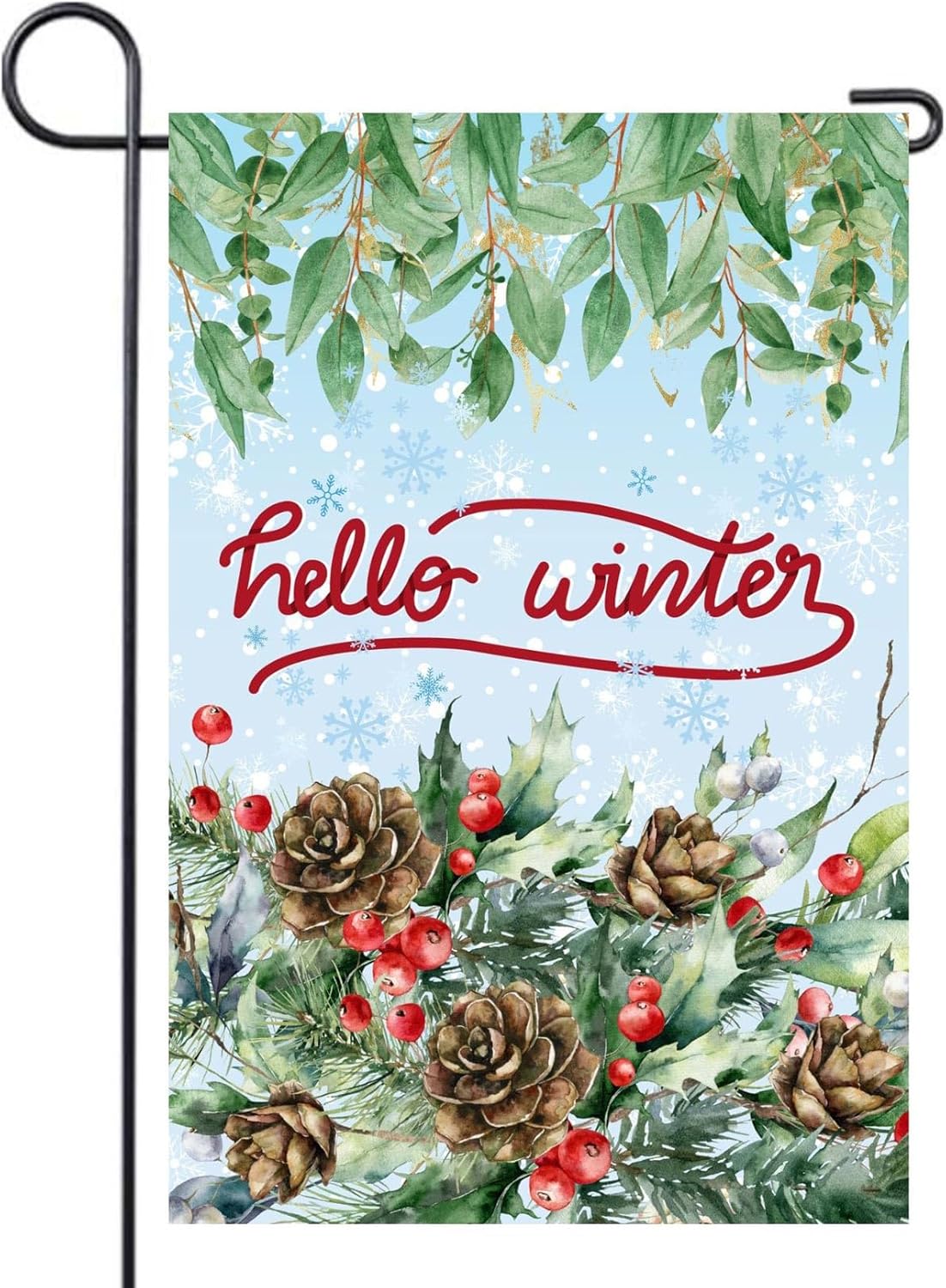 Amazon.com : Hello Winter Garden Flag 12x18 Inch Double Sided Welcome ...