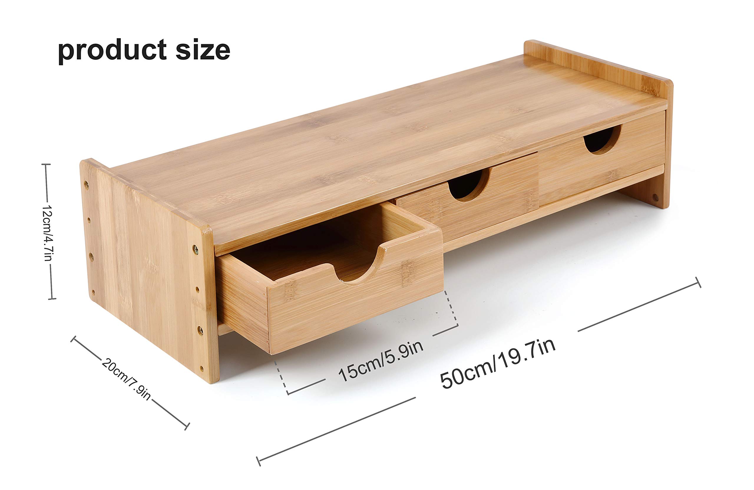 Monitor Stand Riser Desk Organizer-Bamboo 2 Tier Laptop Stand with ...