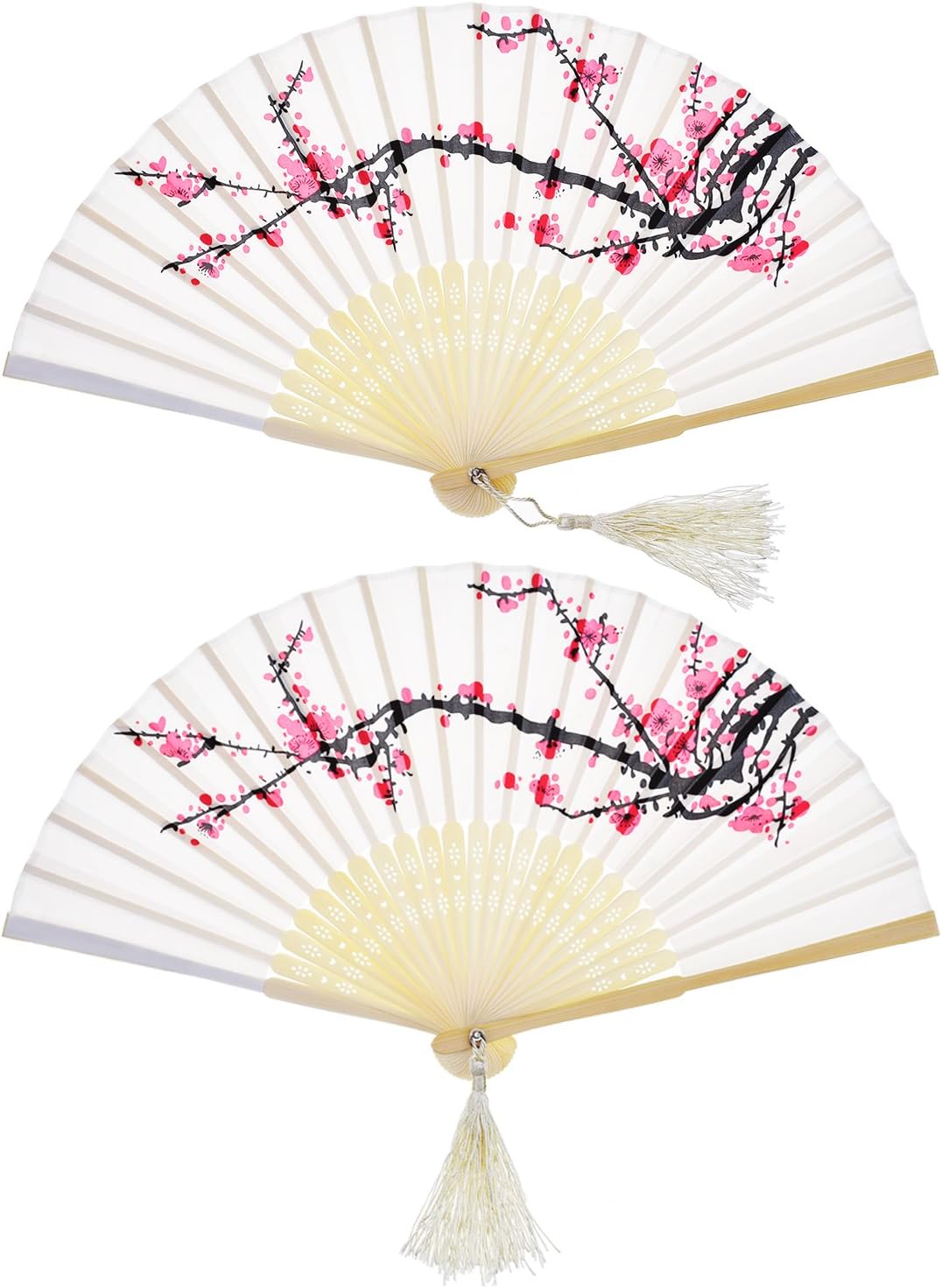 Amazon.com: OMyTea® Women Hand Held Silk Folding Fans with Bamboo Frame ...