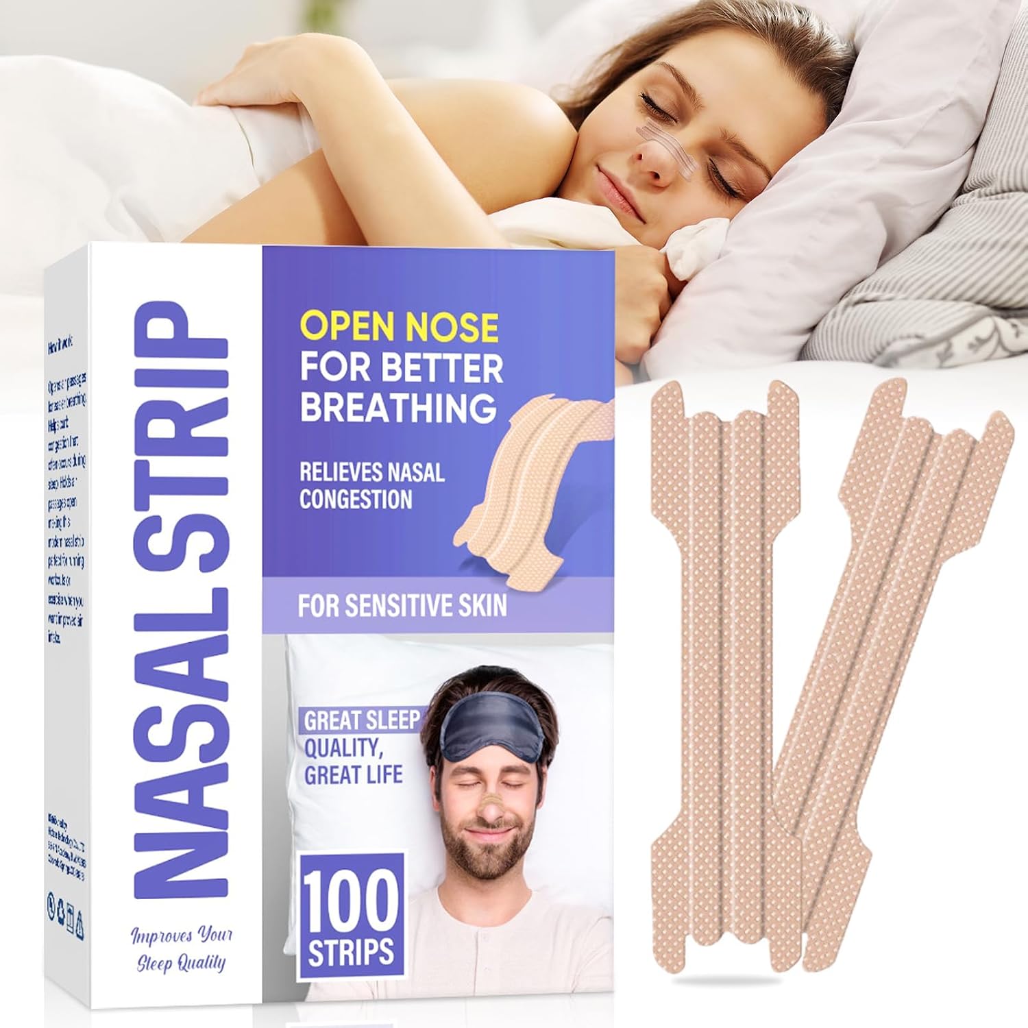 Nasenpflaster, 100 Stück Extra Starker Nasenstreifen Schnarchen ...