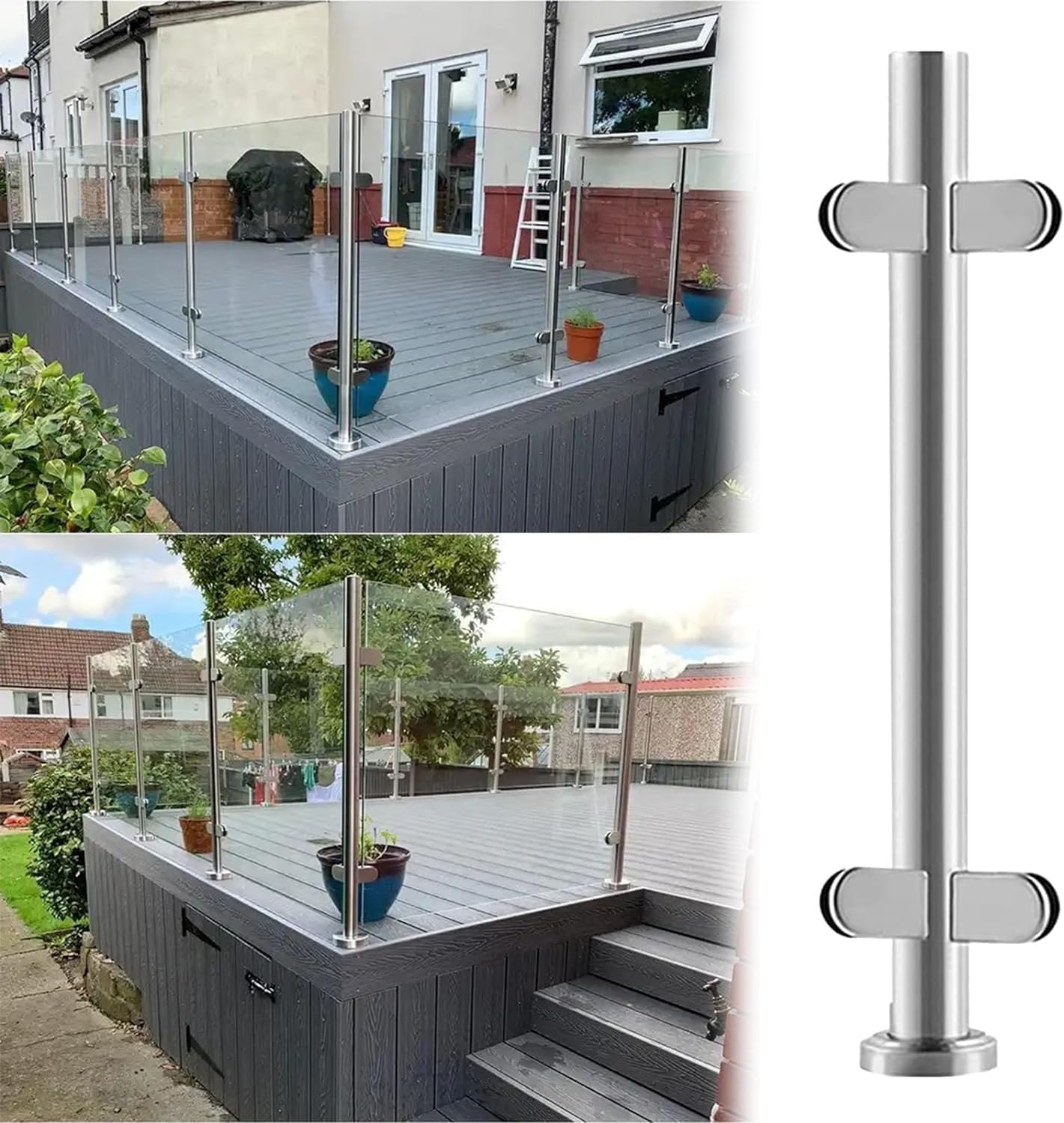Amazon.com: Stair Handrails Glass Balustrade Posts Glass Railing Post ...