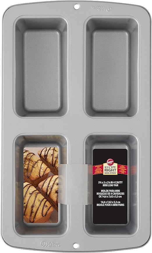 Amazon.com: Wilton Recipe Right Non-Stick Mini Loaf Pan, 4-Cavity ...