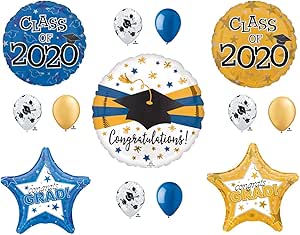 Amazon.com: NEW! Class of 2020 Blue & Gold Graduation Party Balloons ...