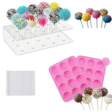Amazon.com: AKINGSHOP 20 Cavity Silicone Cake Pop Mold Set - Lollipop ...