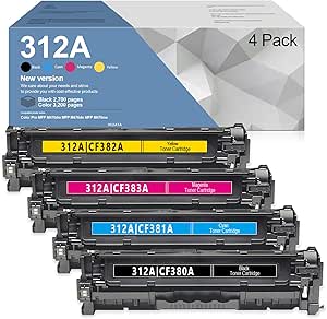 Amazon.com: High-Yield 312A Black, Cyan, Magenta, Yellow Toner ...