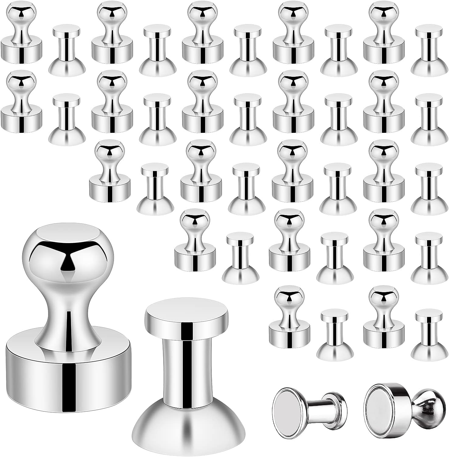 Amazon.com: Meetory 32 PCS Magnetic Push Pins, 2 Sizes Refrigerator ...