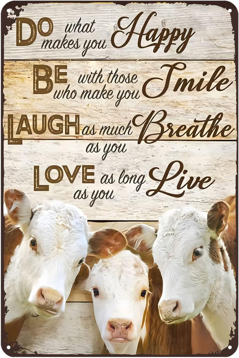 Amazon.com: Ascigo Metal Decor for Wall Hereford Cattle Do Happy Be ...
