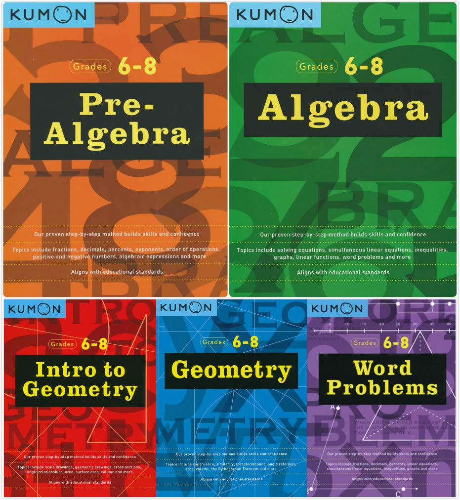Kumon Complete Middle School Workbooks Set (5 Books) - Pre-Algebra ...