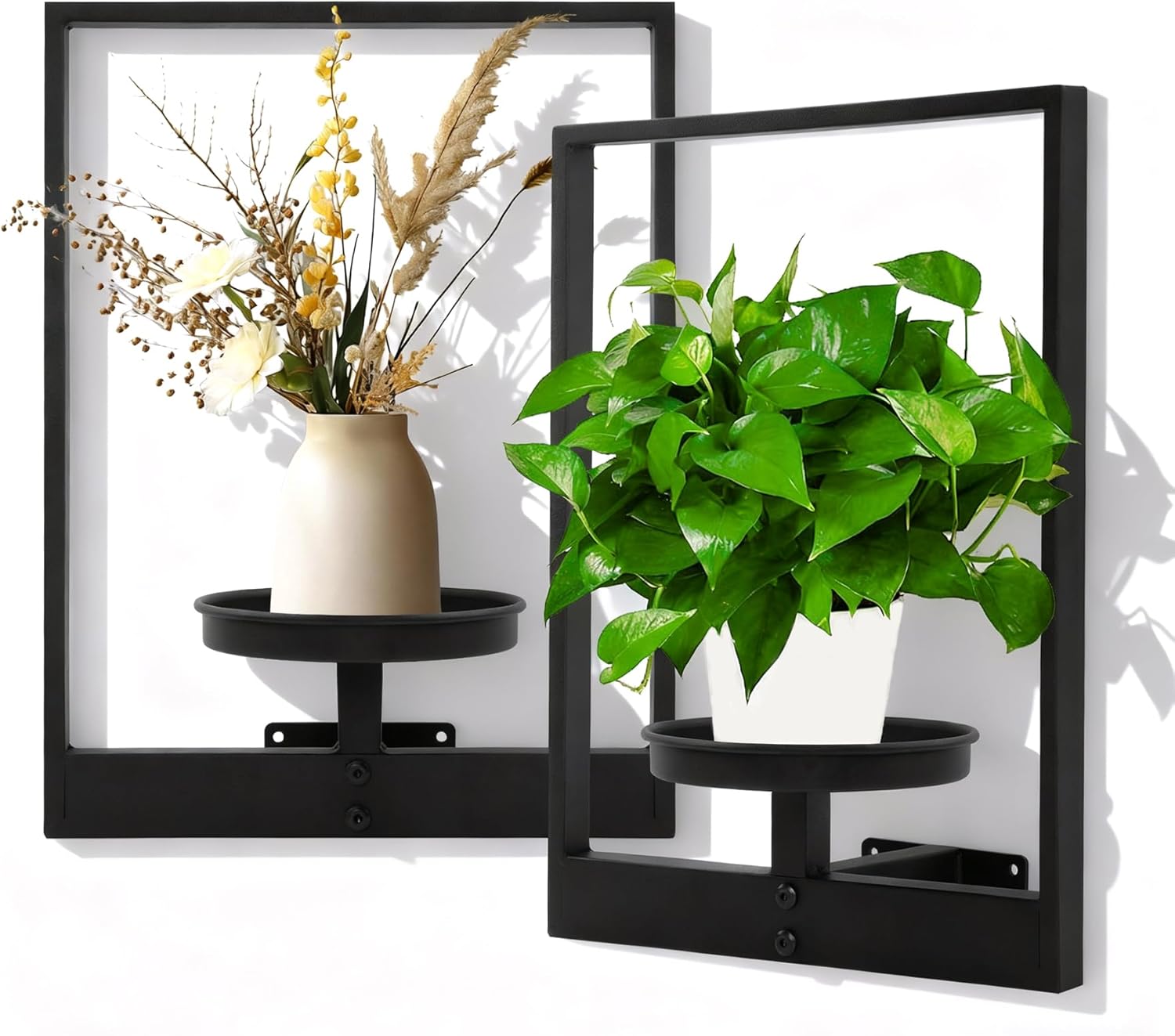 Vitalsvn Wall-Mounted Plant Stand 2 Pack Planter Holoder Metal Wall ...